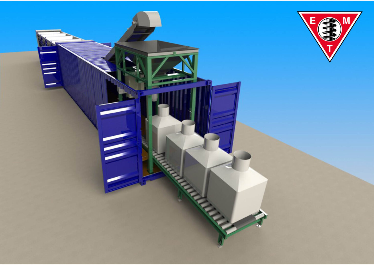 Portable Big Bag Filling Machine in a 40 ft/12m Container